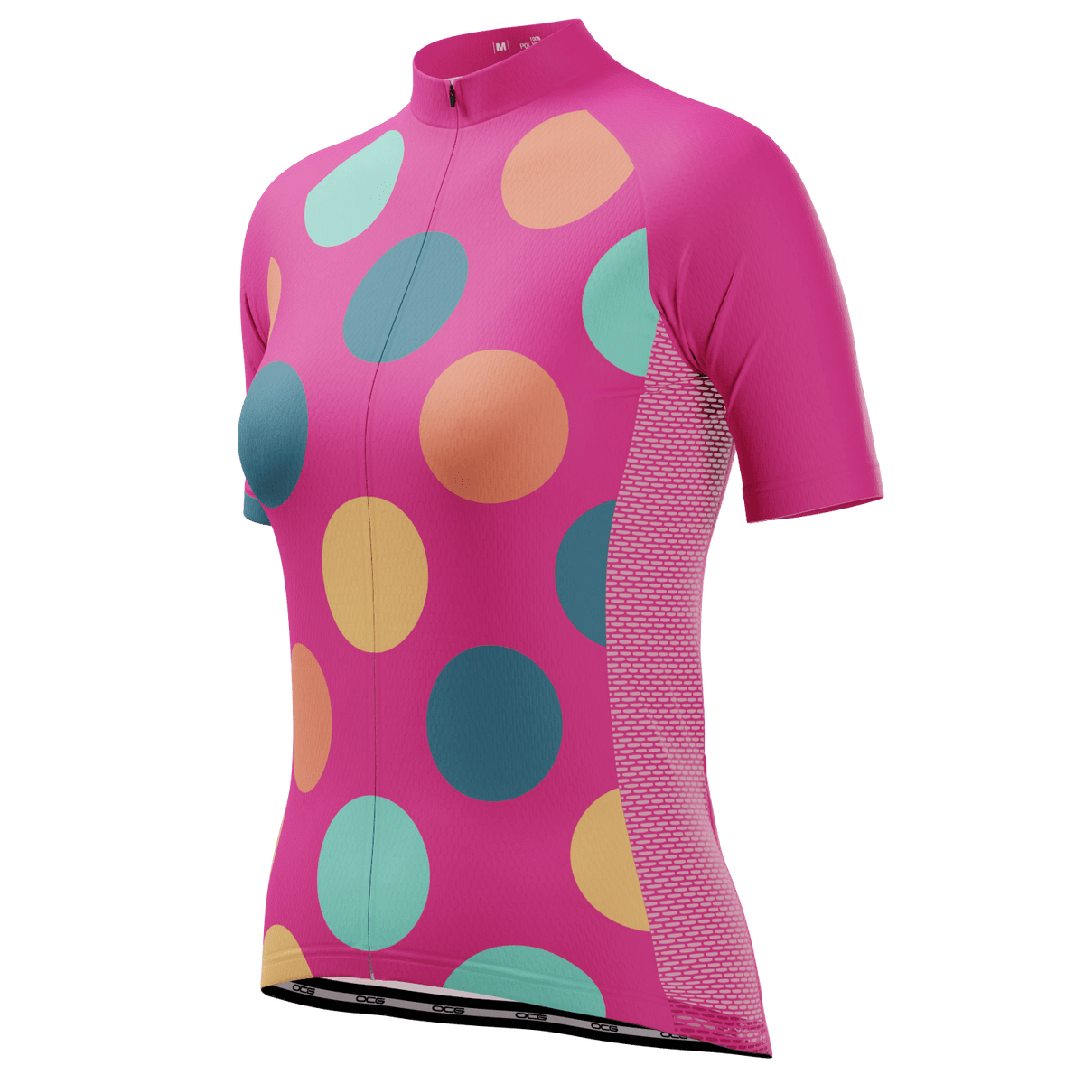 Women's High Viz Pink Bold Polka Dot Short Sleeve Cycling Jersey ...