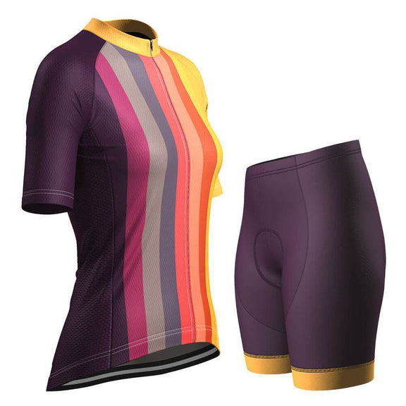 Stylish Women's Sunburnt Rainbow cycling kit | breathable, gel padded ...